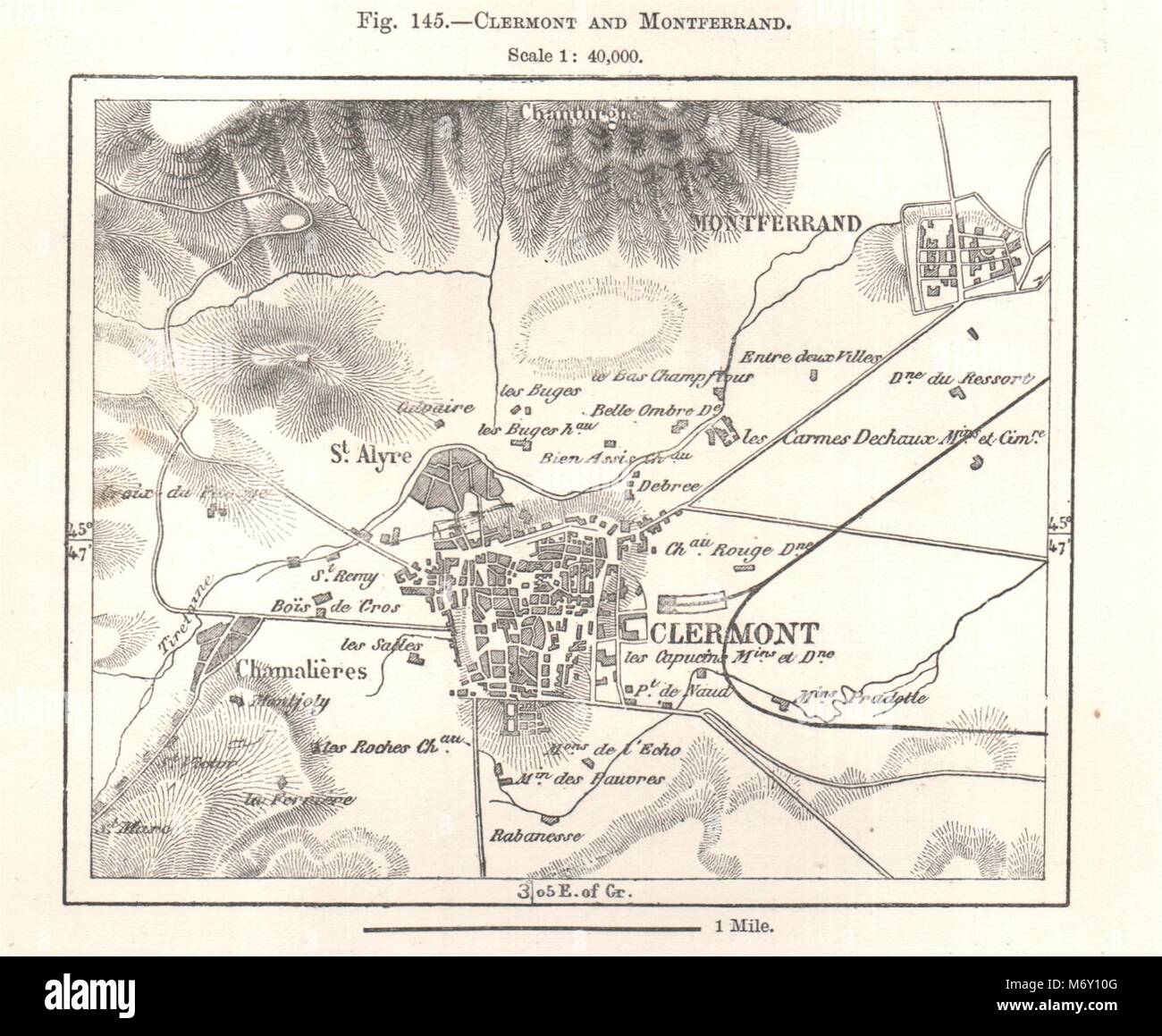 Clermont and Montferrand city town plan. Puy-de-Dôme. Sketch map 1885 ...