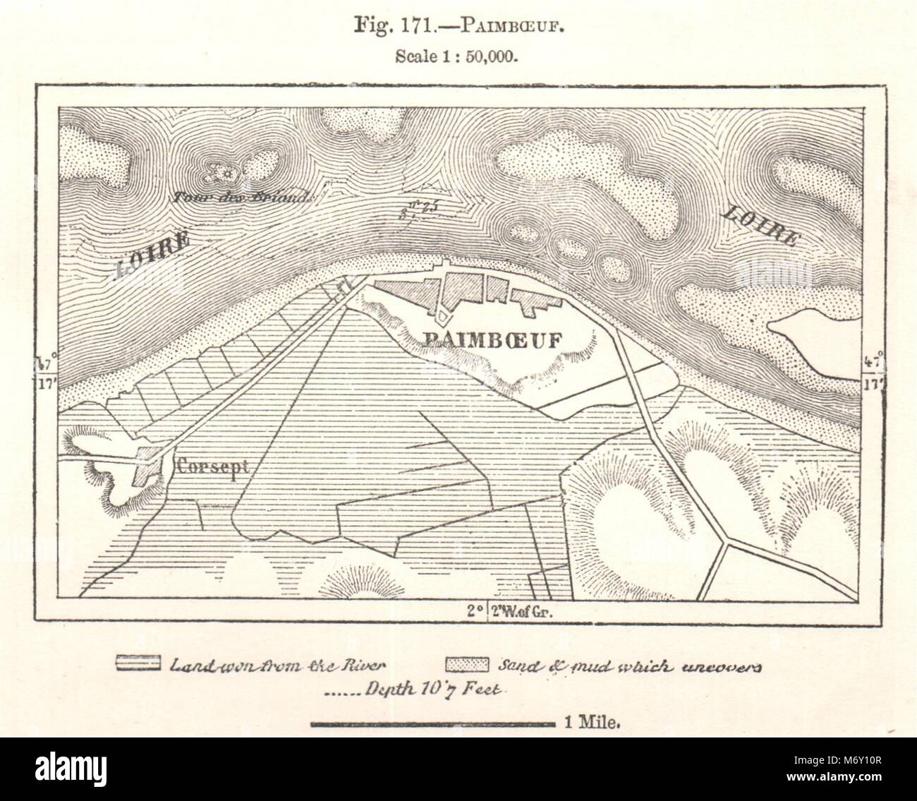 Paimboeuf town plan. Loire-Atlantique. Sketch map 1885 old chart Stock ...