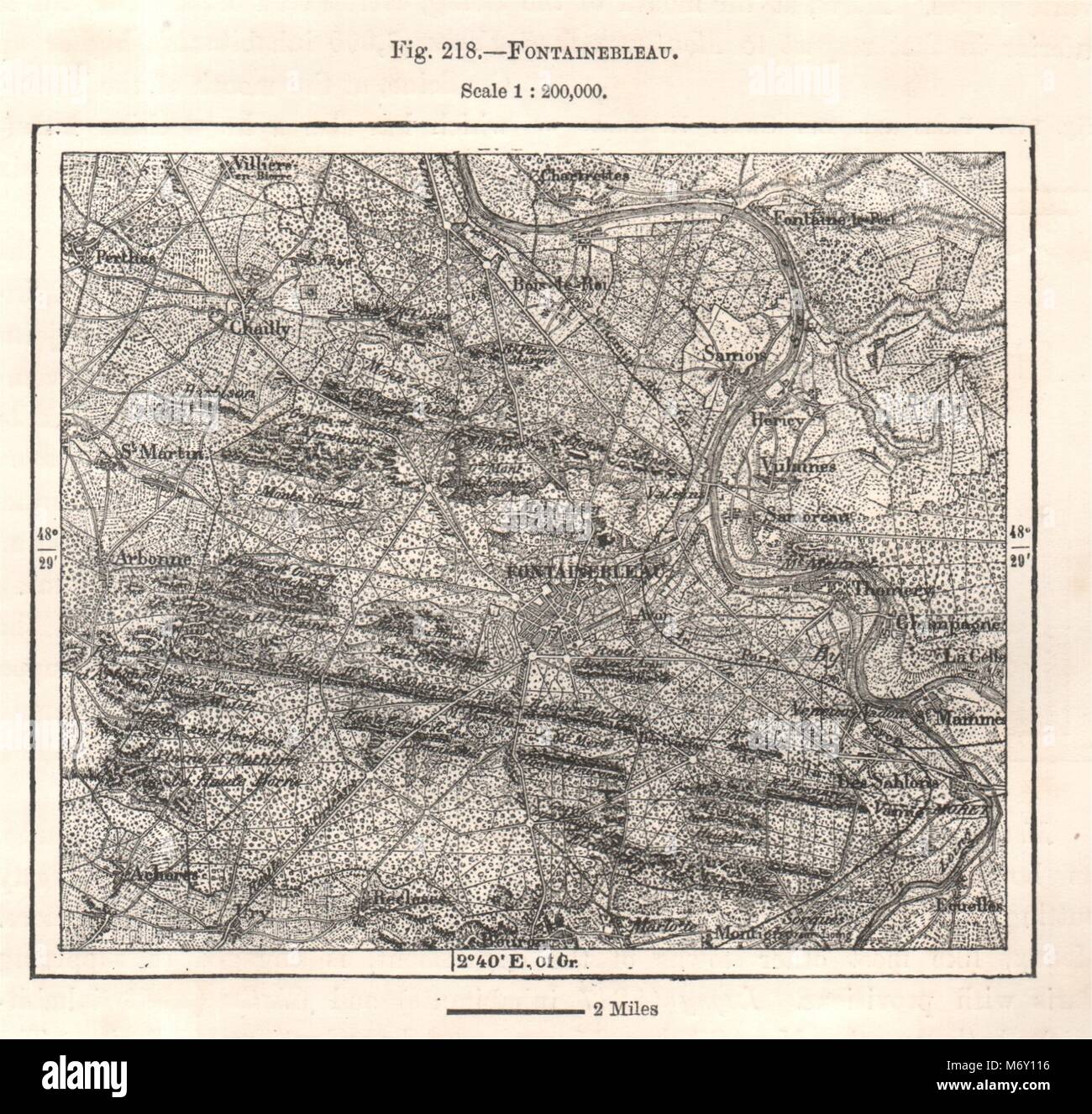 Fontainebleau. Seine-et-Marne. Sketch map 1885 old antique plan chart ...