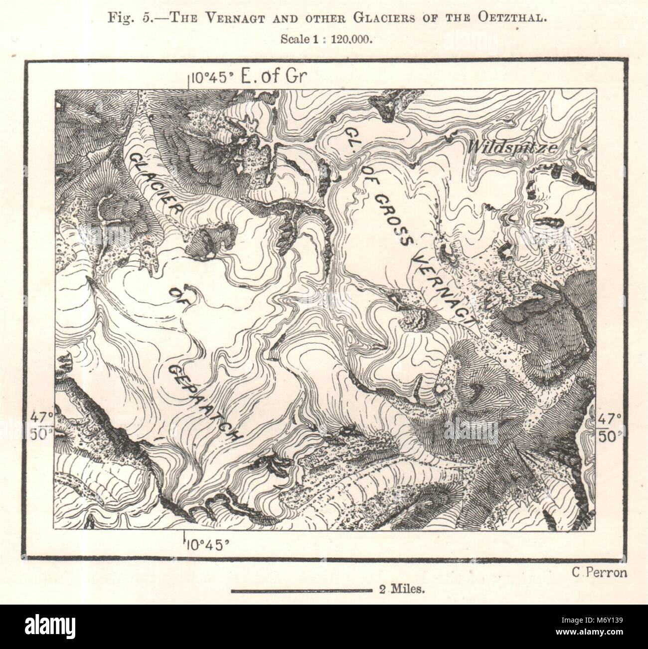 The Venagt and Other Glaciers of the Oetzthal. Austria. Sketch map 1885 ...