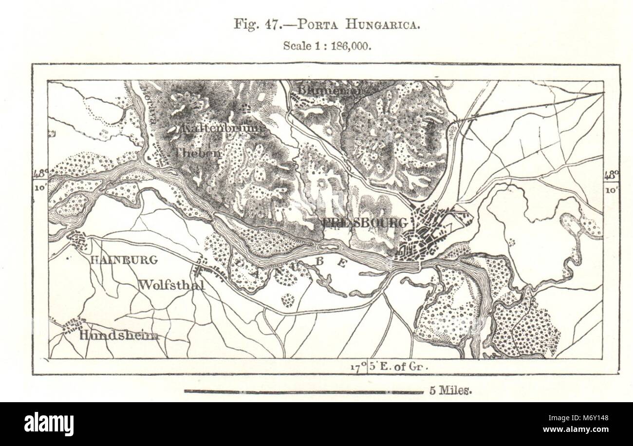 Devin Gate. Slovakia. Sketch map 1885 old antique vintage plan chart ...
