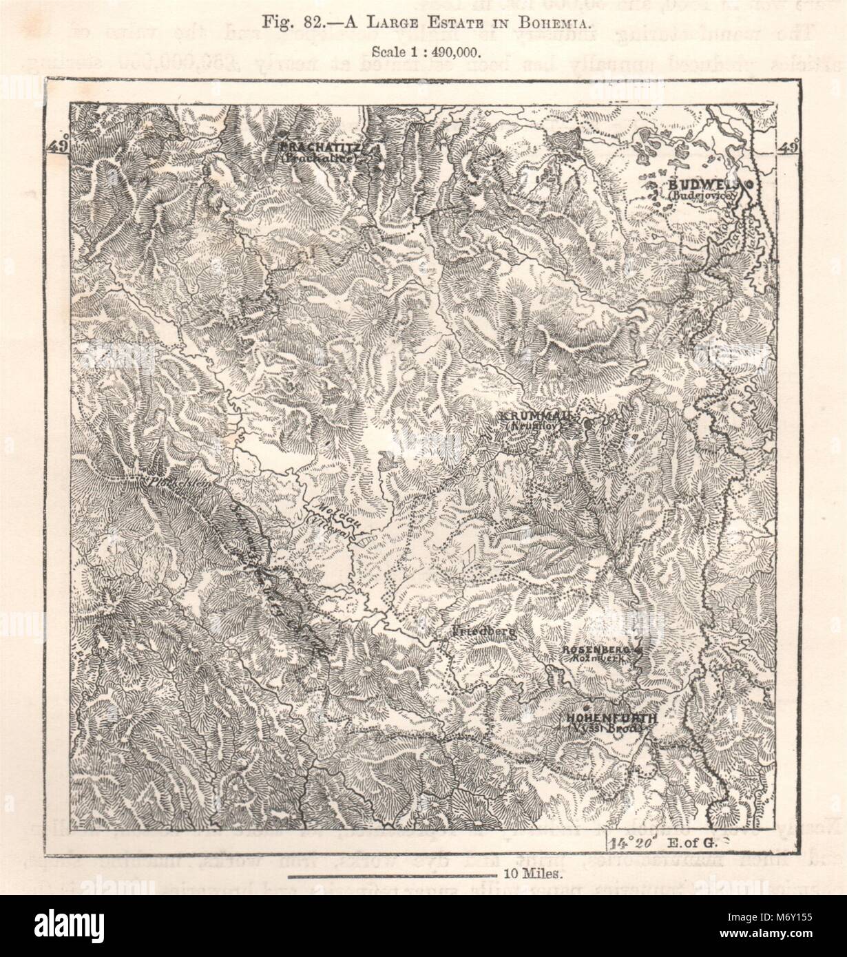 A Large Estate in Bohemia. Budweis. Czech Rep. Sketch map 1885 old ...