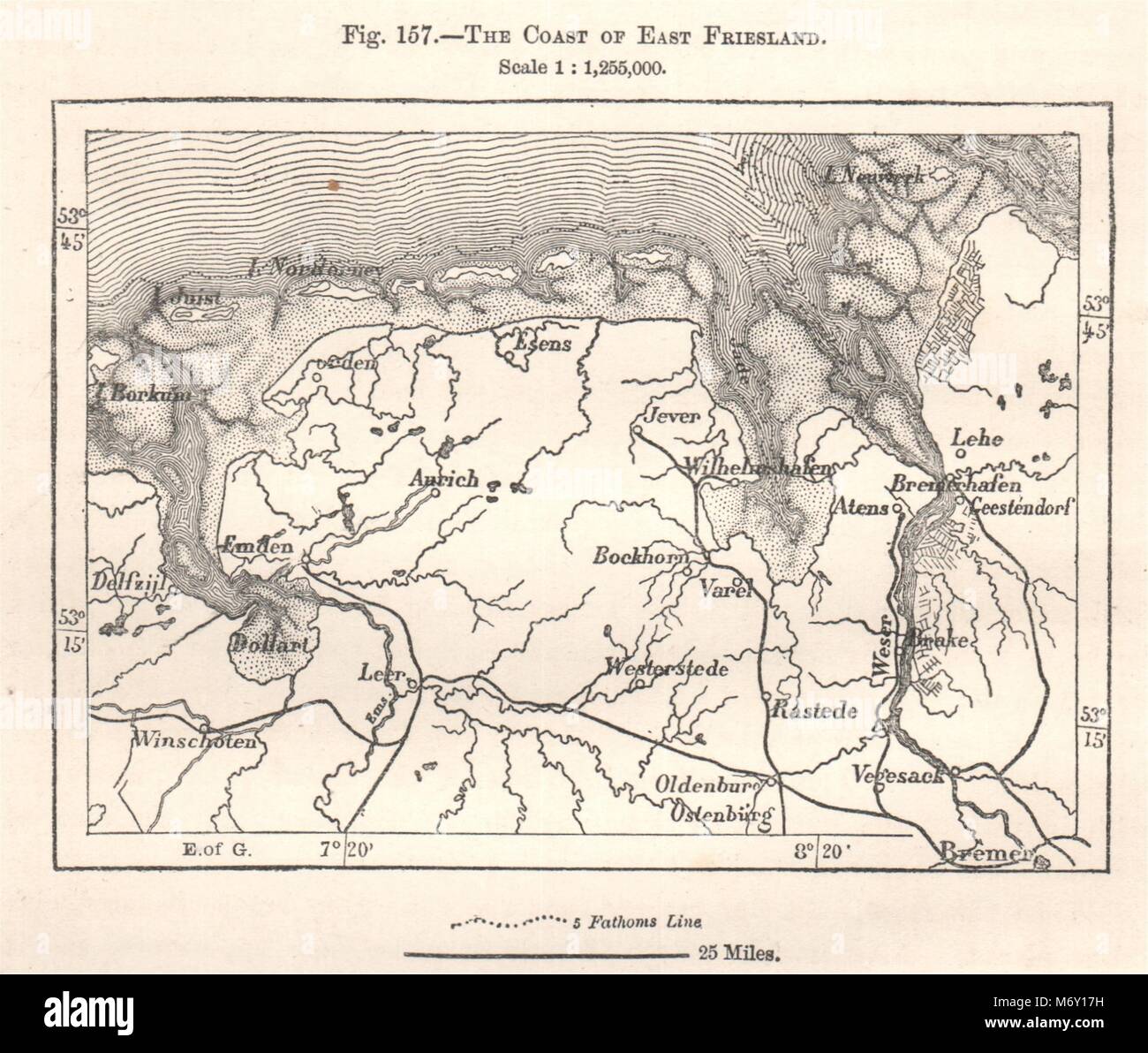 The Coast of East Friesland. Emden Bremen Bremerhafen. Germany. Sketch ...