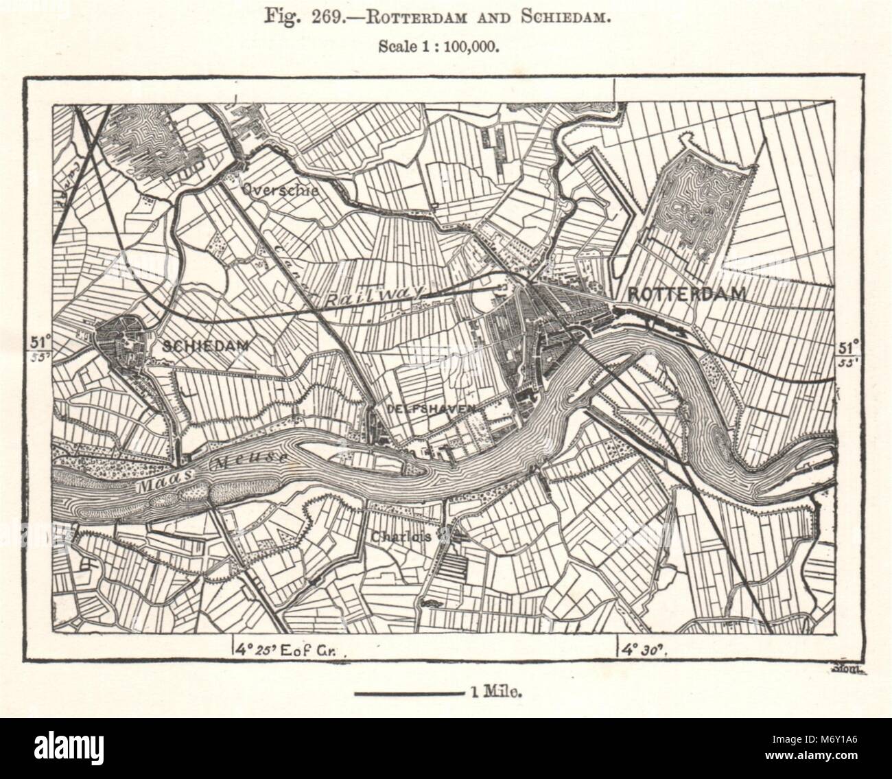 Rotterdam and Schiedam. Netherlands. Sketch map 1885 old antique chart ...