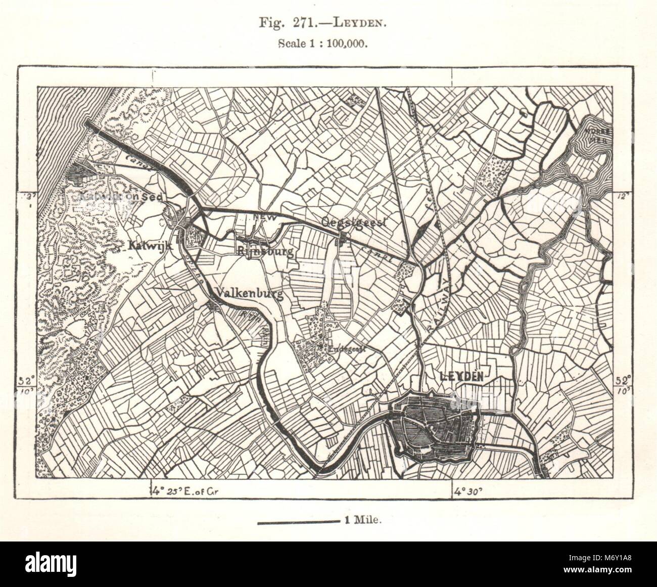 Leiden & environs. Netherlands. Sketch map 1885 old antique plan chart ...