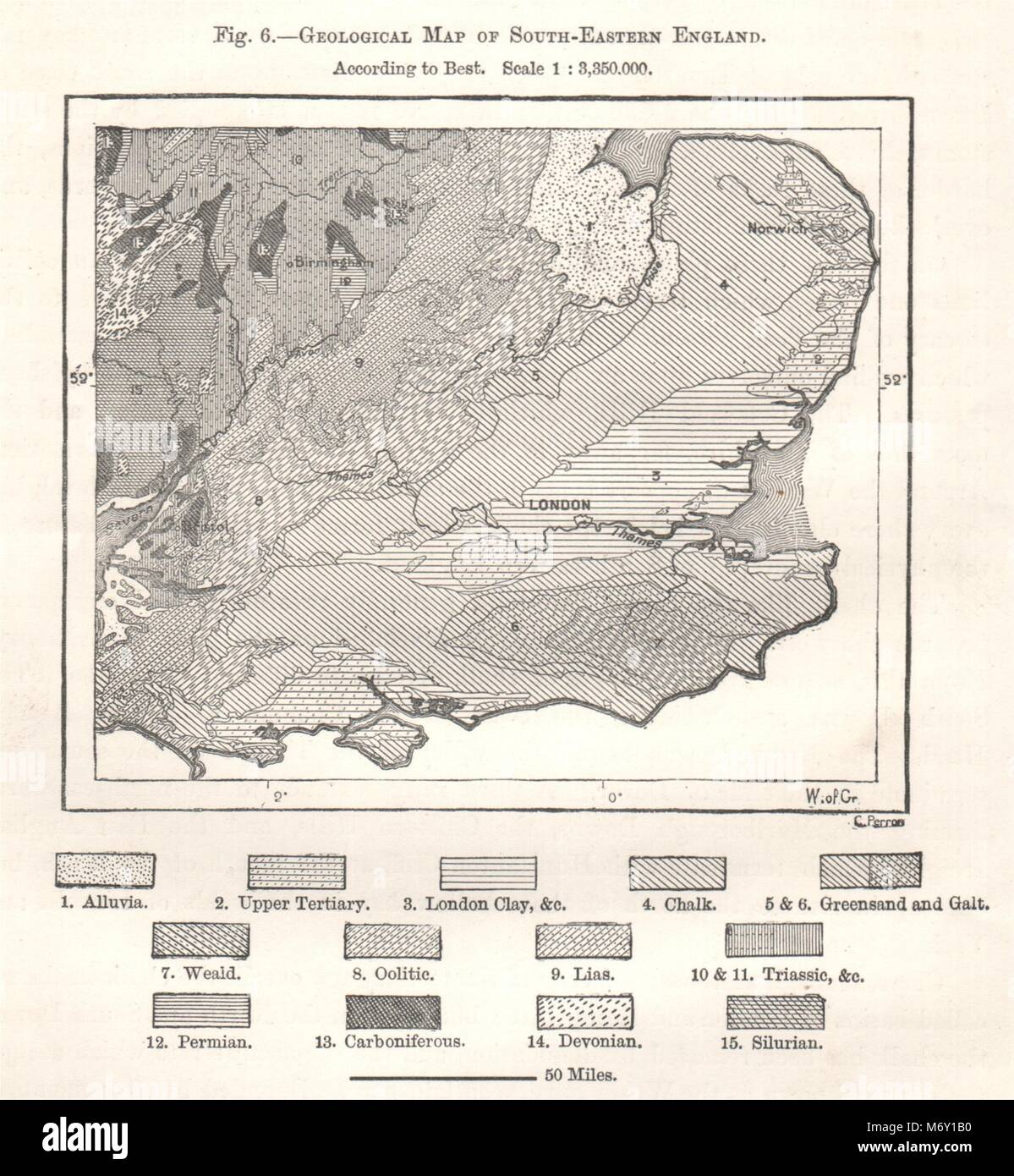 Geological Map of South-Eastern England according to Best. Sketch map ...
