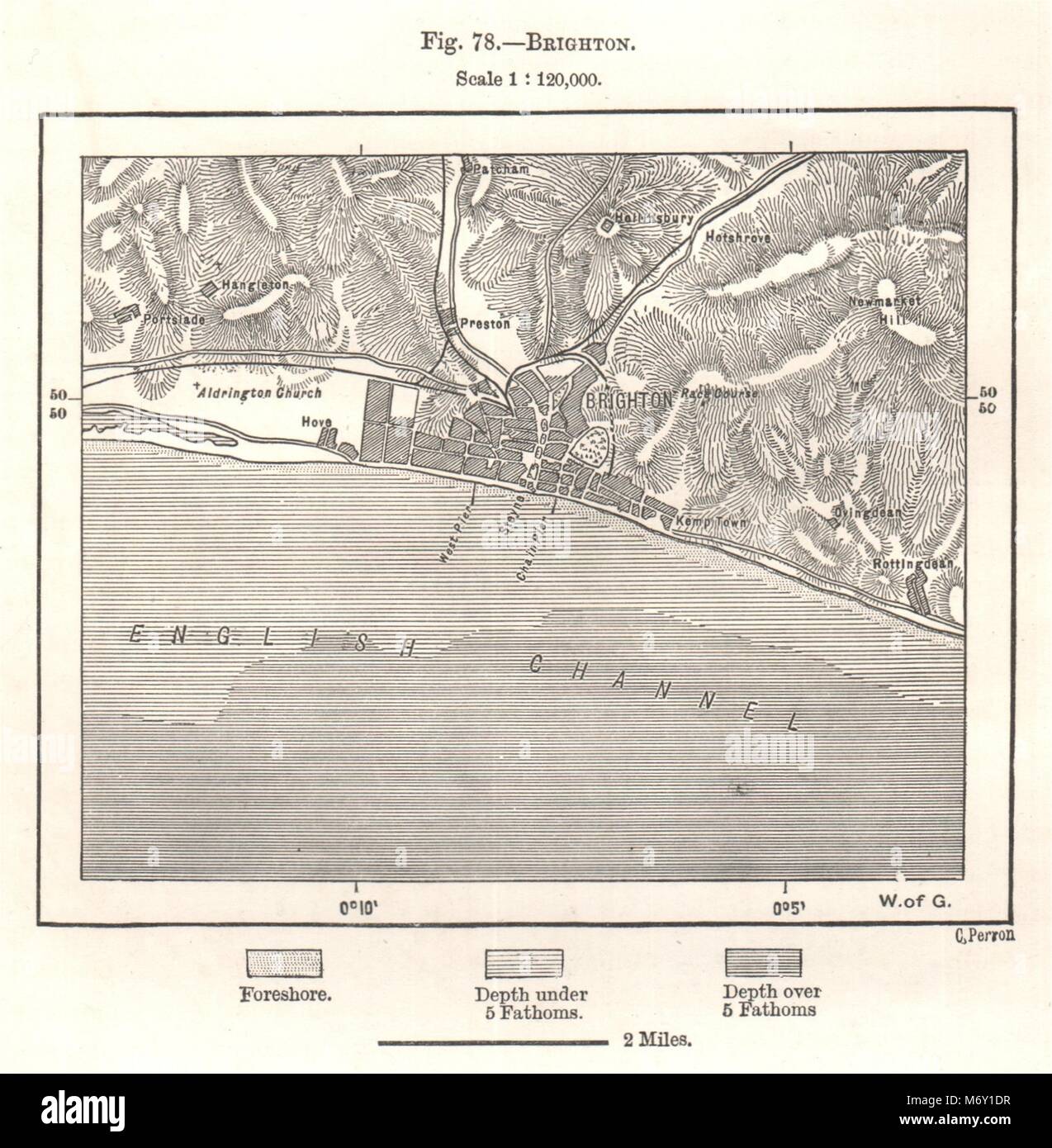 Brighton. Sussex. Sketch map 1885 old antique vintage plan chart Stock ...