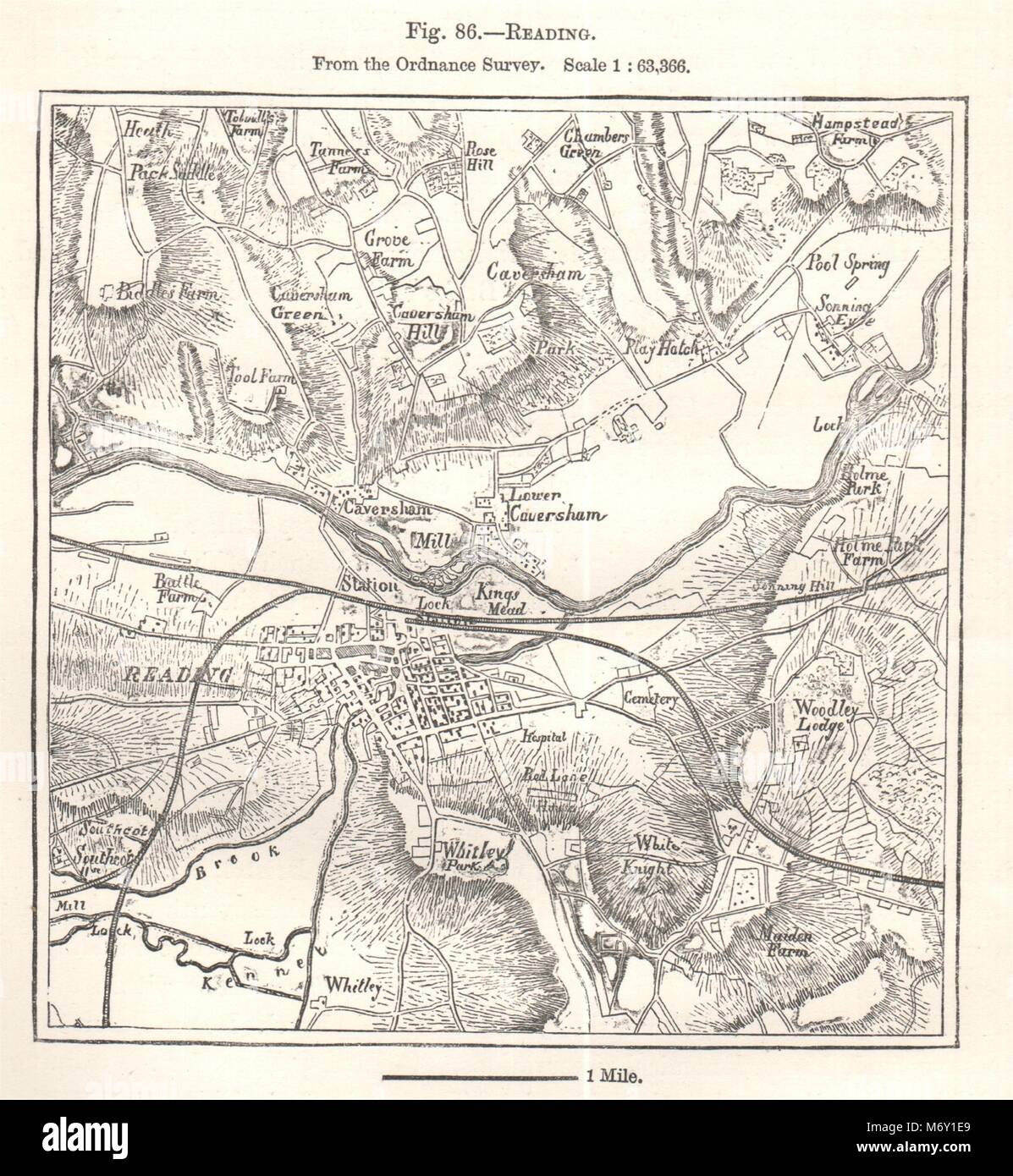 Reading town plan from the Ordnance Survey. Berkshire. Sketch map 1885 ...