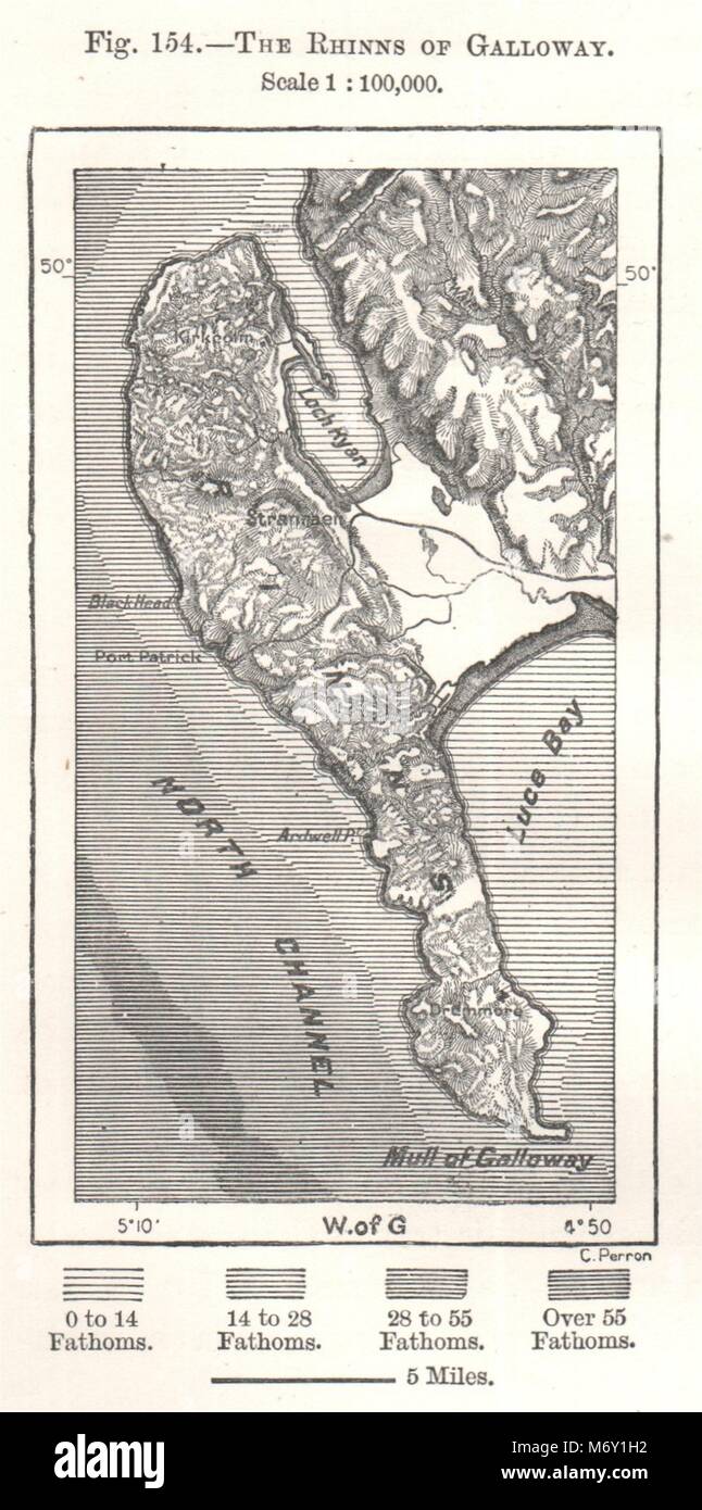 The Rhins of Galloway. Scotland. Sketch map 1885 old antique plan chart ...