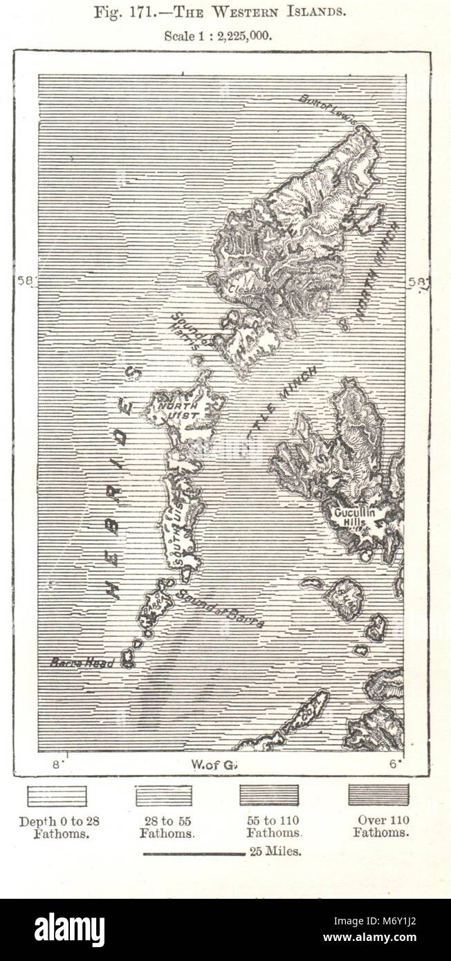 The Western Islands. Hebrides. Scotland. Sketch map 1885 old antique ...