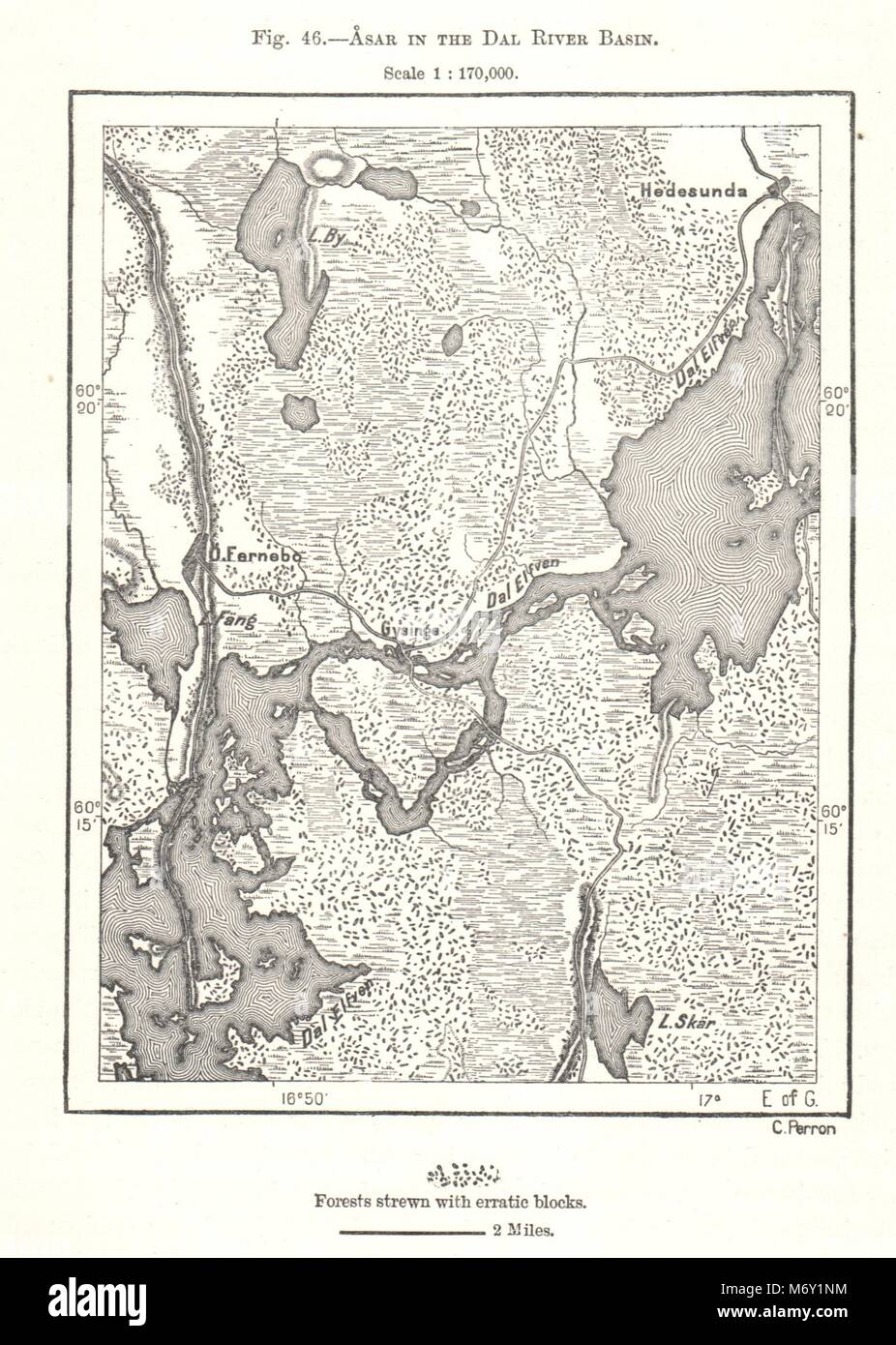 Asar, Dal River Basin. Hedesunda Gysinge Osterfarnebo. Sweden. Sketch ...