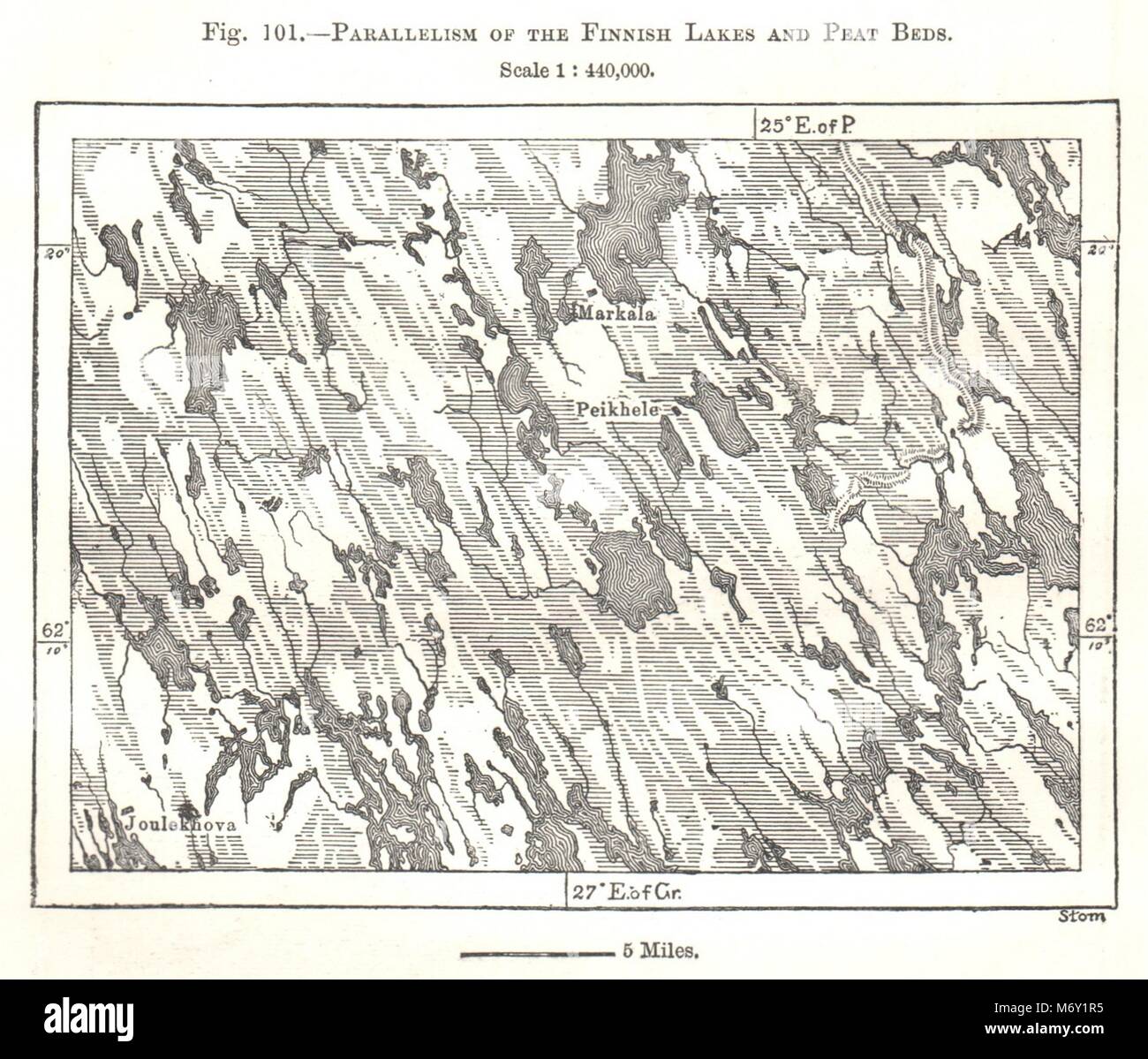 Parallelism of the Finnish Lakes and Peat Beds. Finland. Sketch map ...