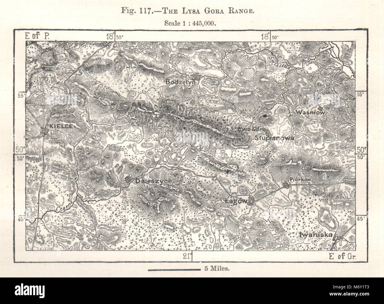 The Lysa Gora Range. Poland. Kielce Bodzentyn. Sketch map 1885 old ...