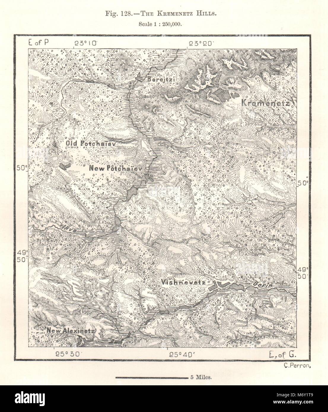The Kremenets Hills. Ukraine. Sketch map 1885 old antique plan chart ...
