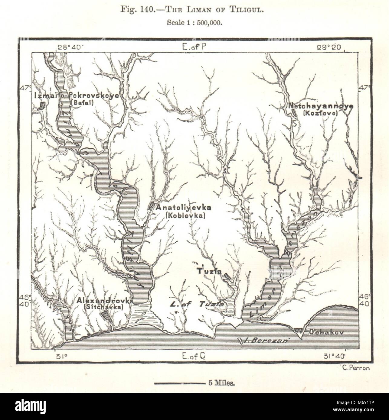 The Liman of Tylihul. Ukraine. Sketch map 1885 old antique plan chart ...