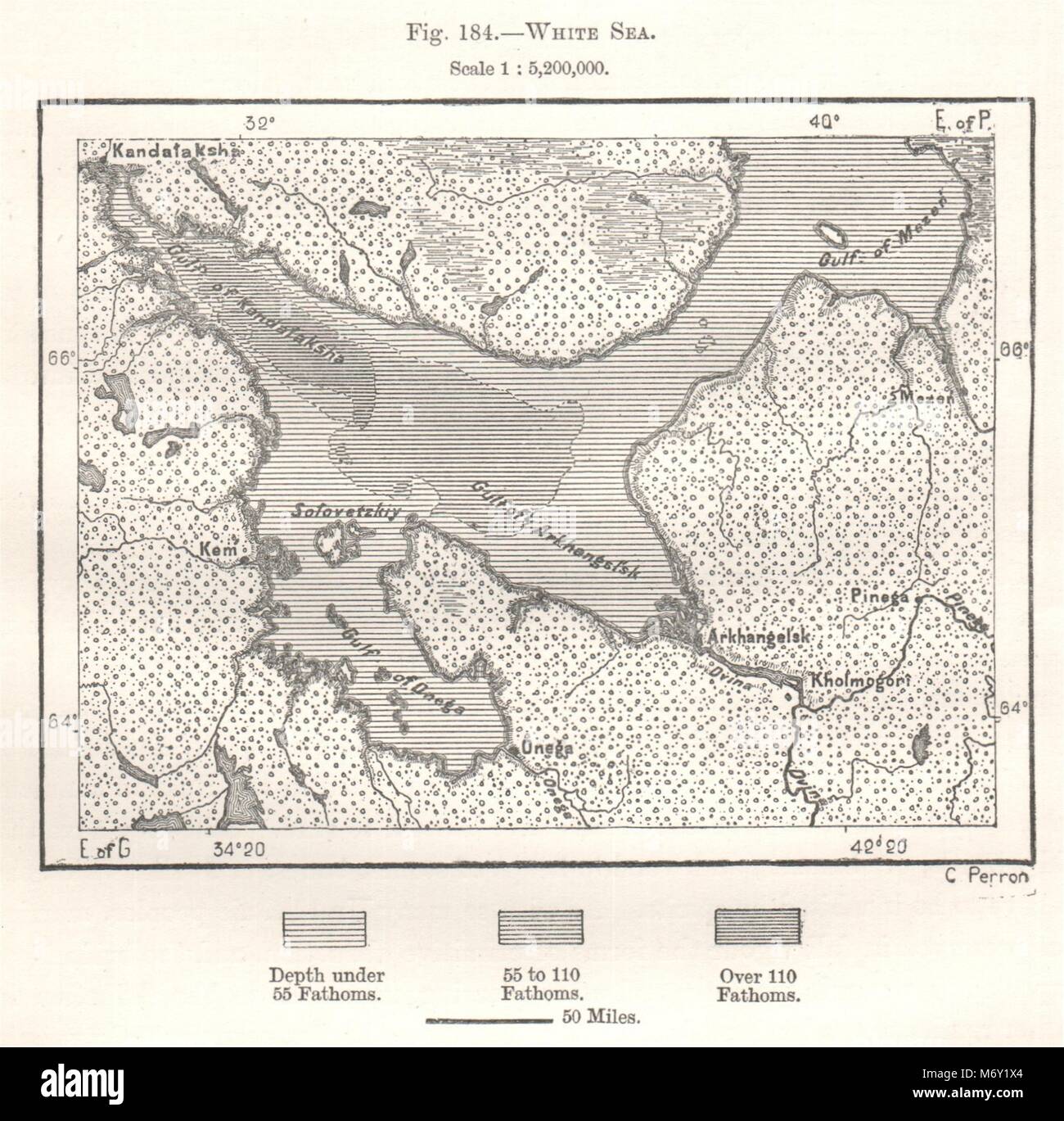 White Sea. Arkhangelsk Archangel. Russia. Sketch map 1885 old antique ...