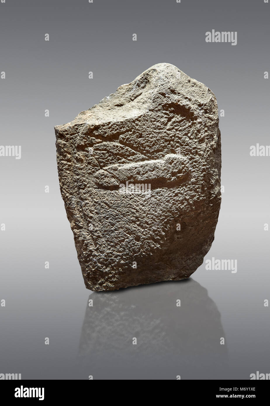 Late European Neolithic prehistoric Menhir standing stone with carvings ...