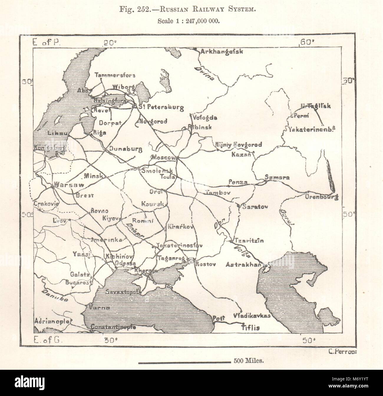 Russian Railway System. Sketch map 1885 old antique vintage plan chart ...