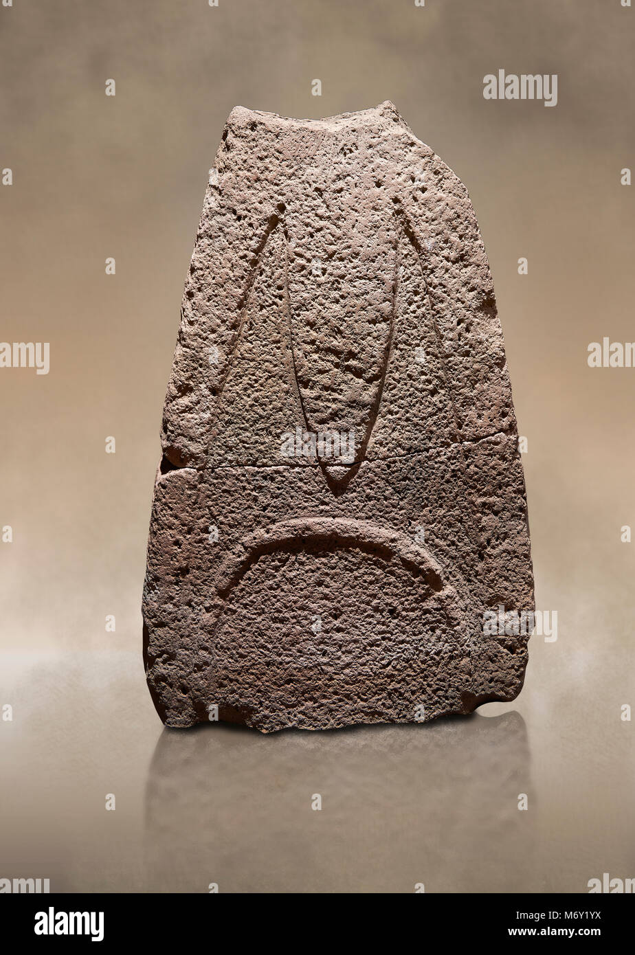 Late European Neolithic prehistoric Menhir standing stone with carvings ...