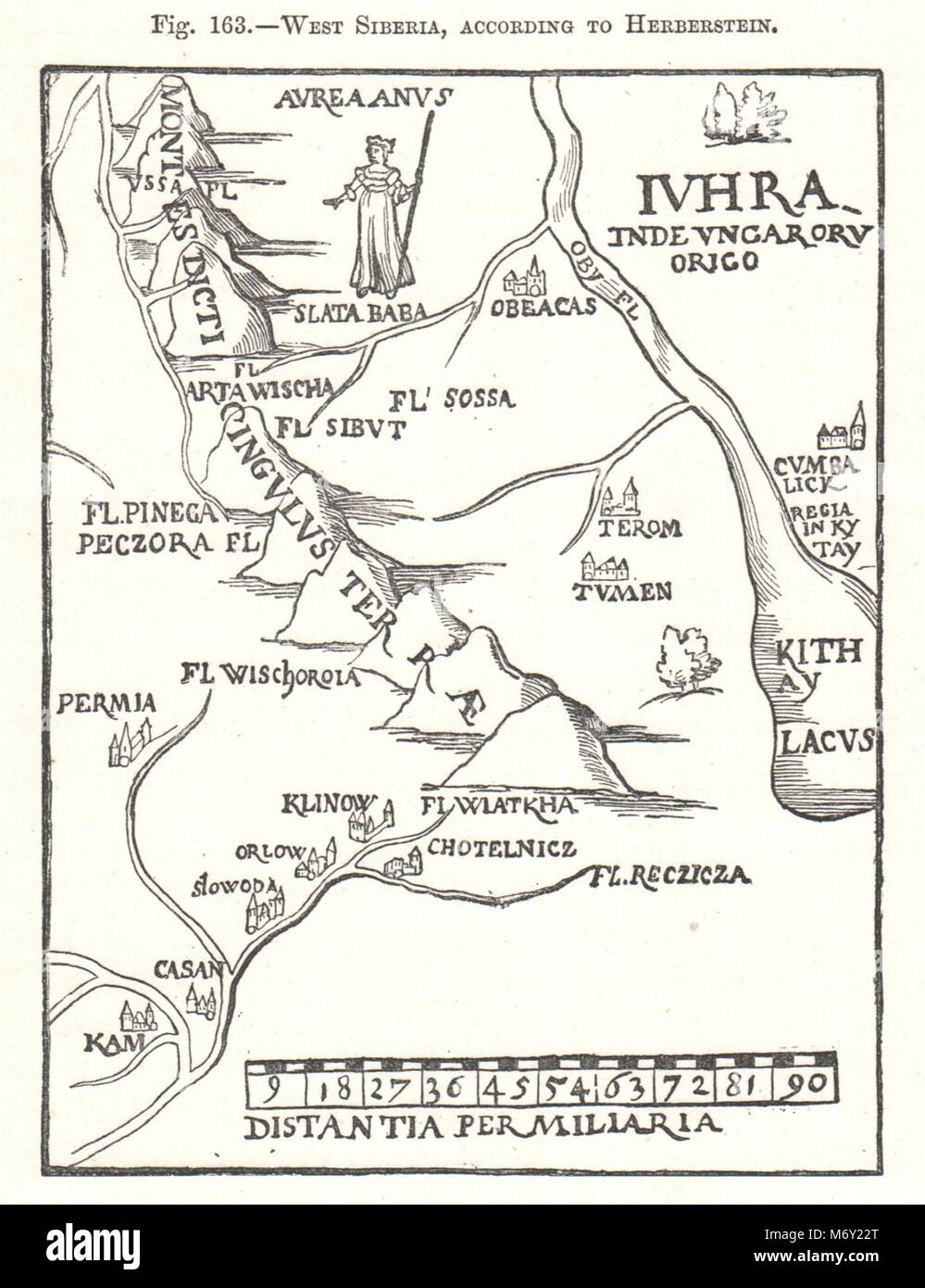 West Siberia, according to Herberstein. Russia. Sketch map 1885 old ...