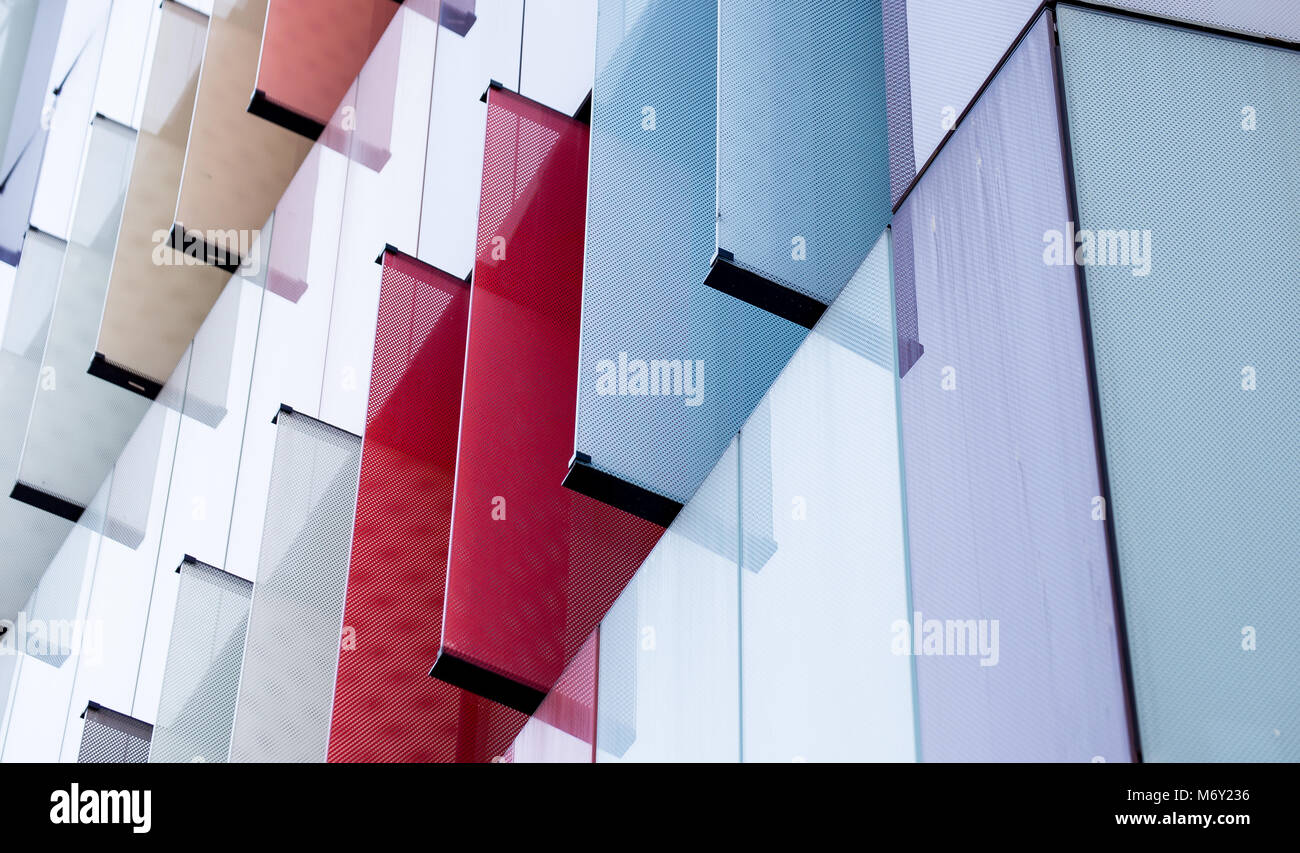 Modern exterior of a colorful office building in Milan, Italy Stock ...