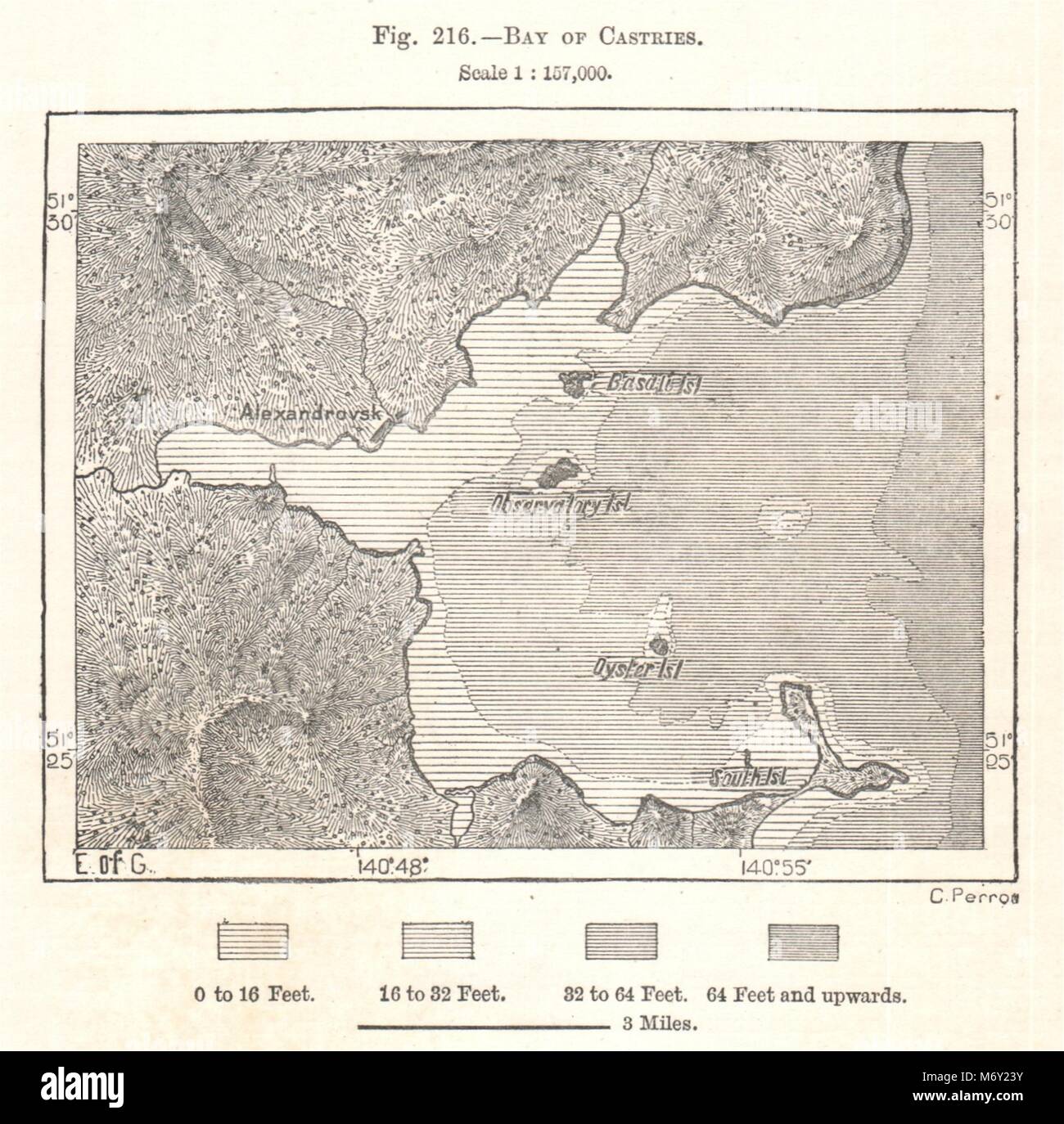 Bay of Castries. Chikhachyova Bay. De-Kastri. Russia. Sketch map 1885 ...