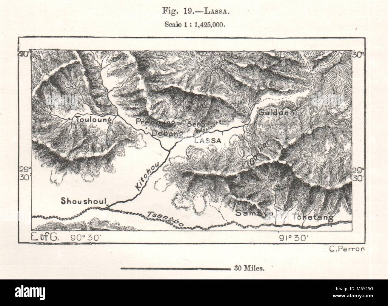 Lhasa & environs. Tibet. Sketch map 1885 old antique vintage plan chart ...