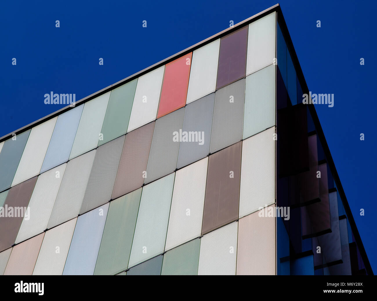 MILAN, ITALY - August 8, 2016: Modern exterior of a colorful office ...