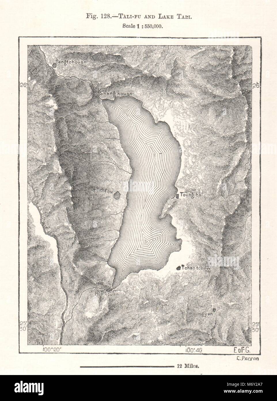 Tali-fu and Lake Erhai. China. Sketch map 1885 old antique plan chart ...