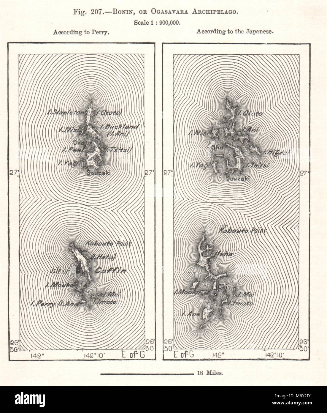 Bonin, or Ogasawara Archipelago. Japan. Sketch map 1885 old antique ...
