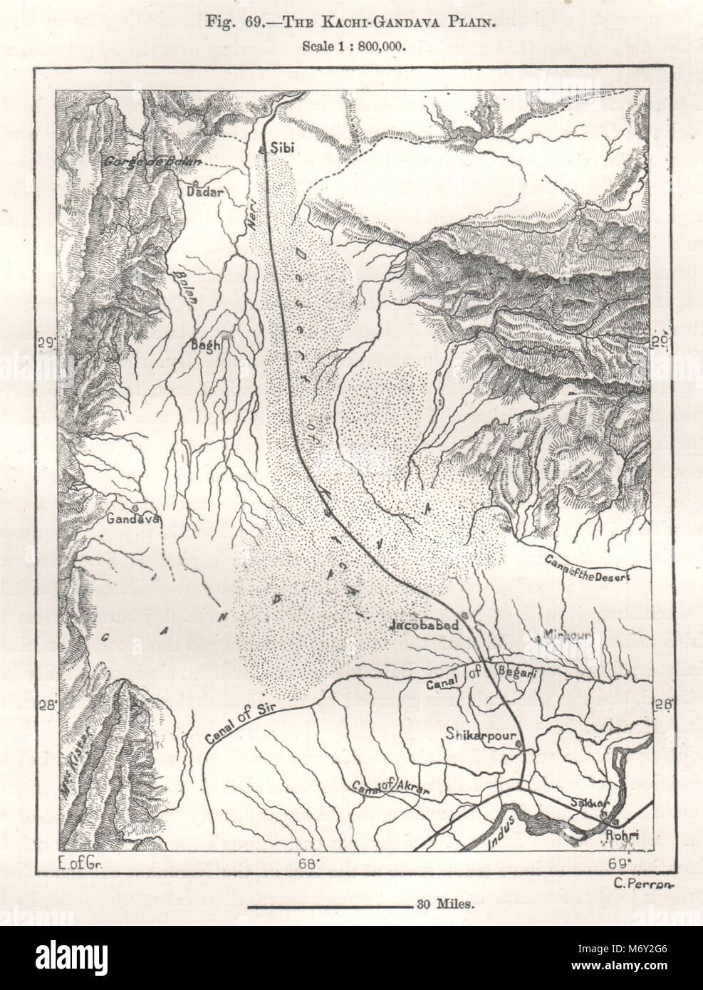 The Kacchi-Gandava Plain. Pakistan. Sketch map 1885 old antique plan ...