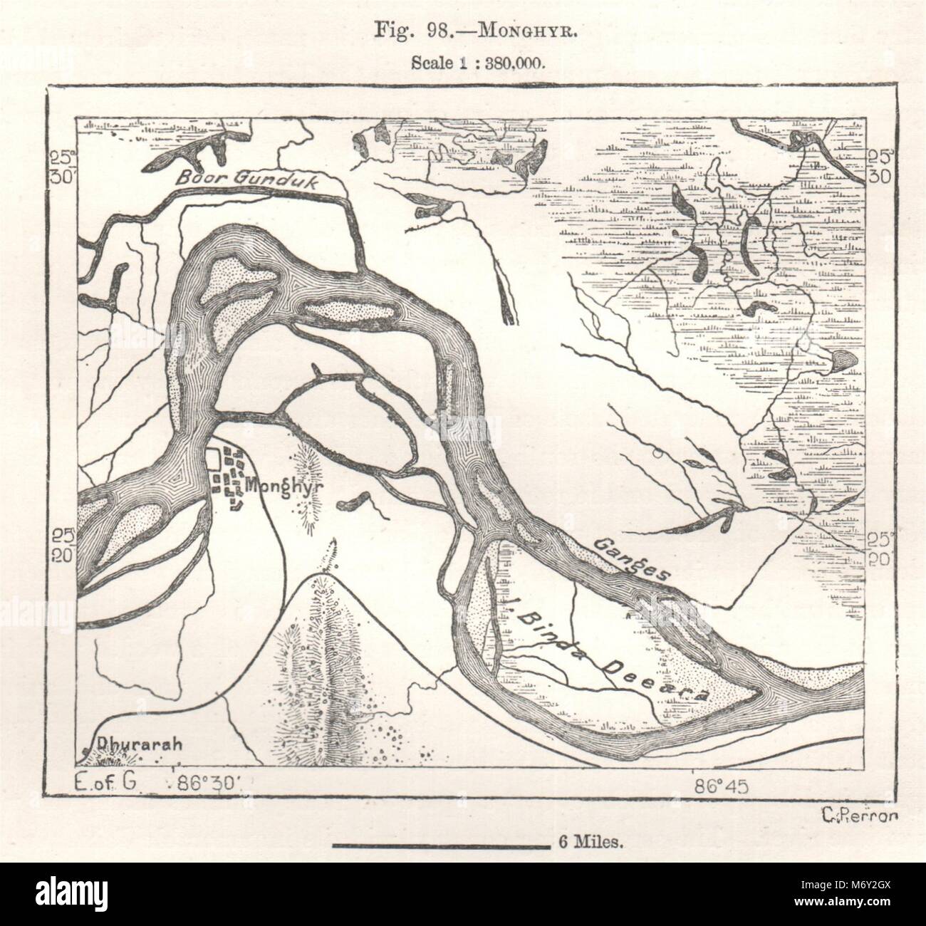 Munger & environs. India. Sketch map 1885 old antique vintage plan ...