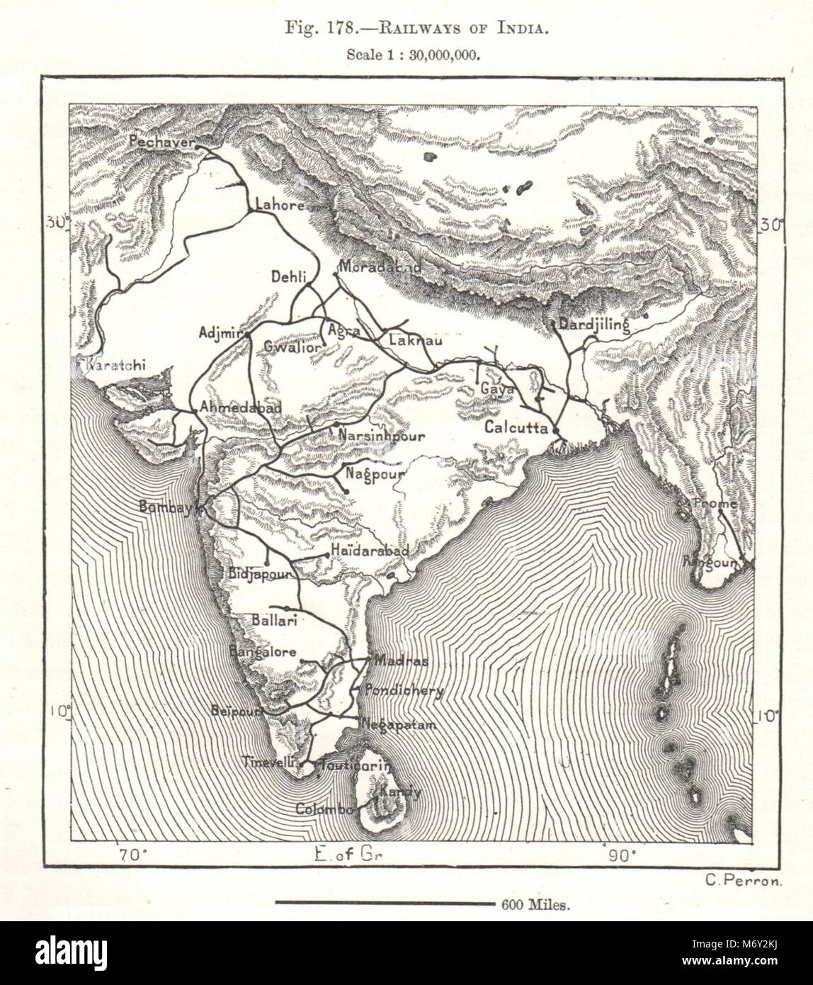 Railways of India. Sketch map 1885 old antique vintage plan chart Stock ...