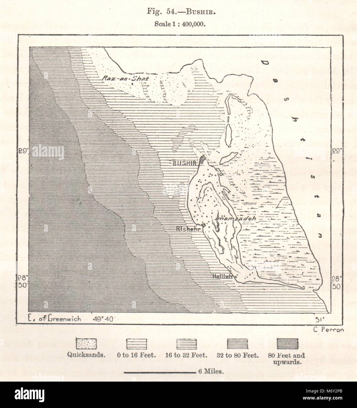 Bushehr. Iran. Sketch map 1885 old antique vintage plan chart Stock ...