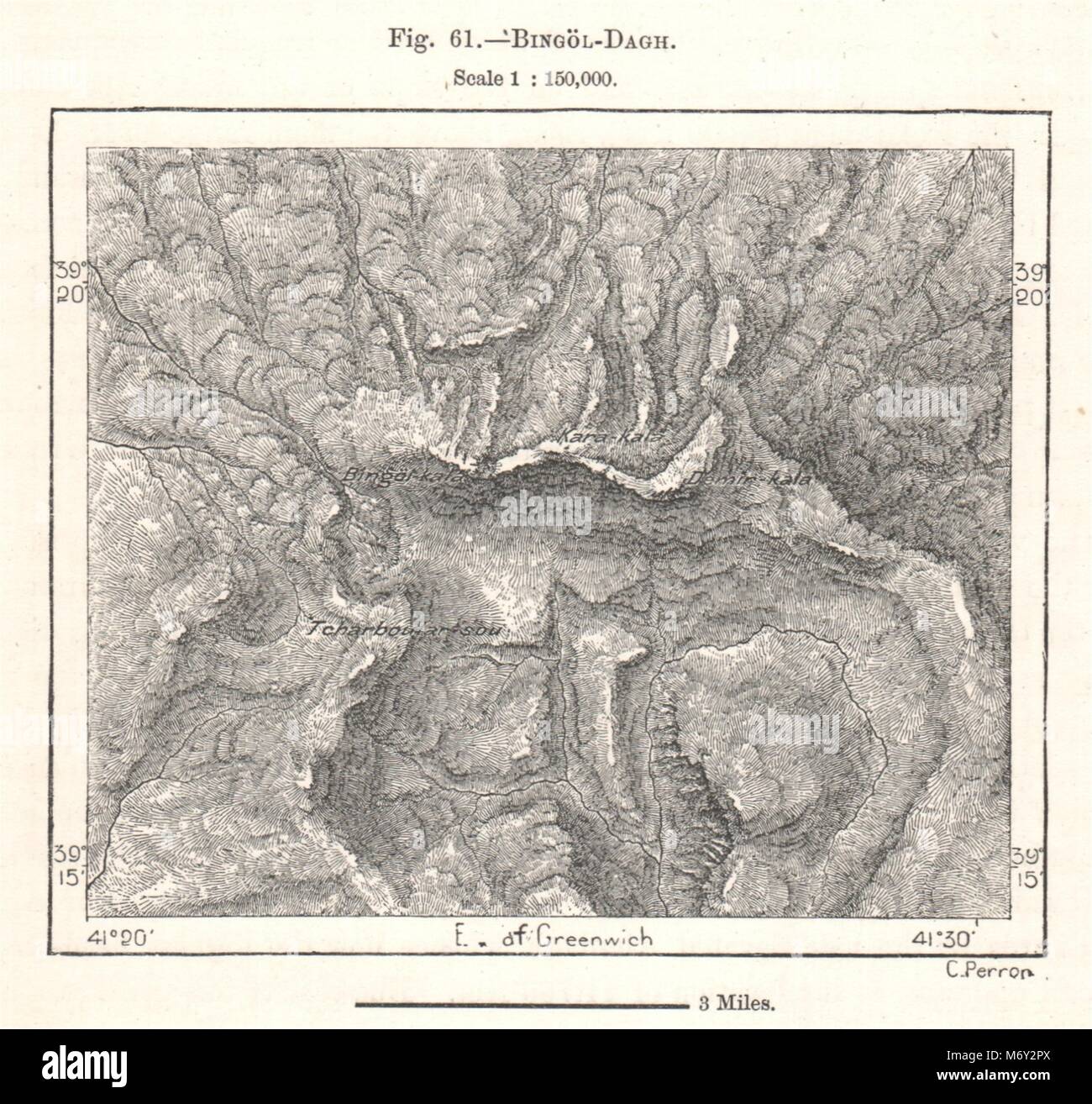Bingol-Dagh. Turkey. Sketch map 1885 old antique vintage plan chart ...
