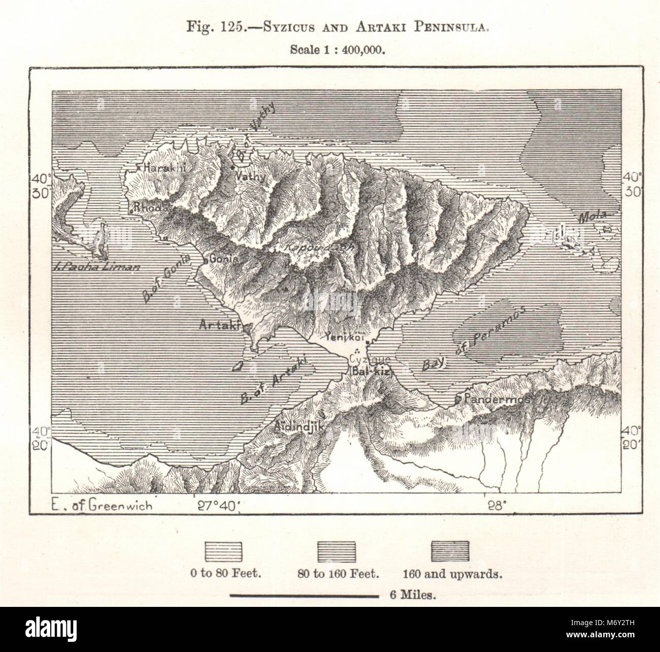Cyzicus and Kapidag Peninsula. Turkey. Sketch map 1885 old antique ...