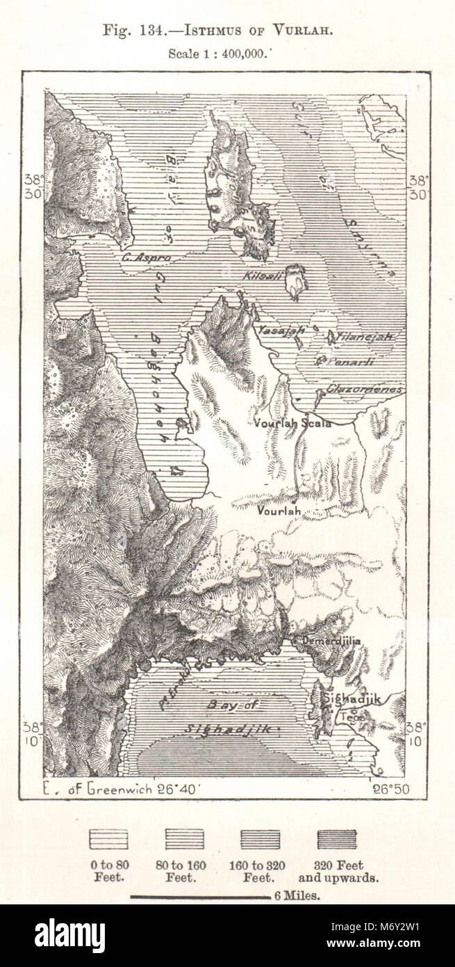 Isthmus of Urla. Turkey. Sketch map 1885 old antique vintage plan chart ...
