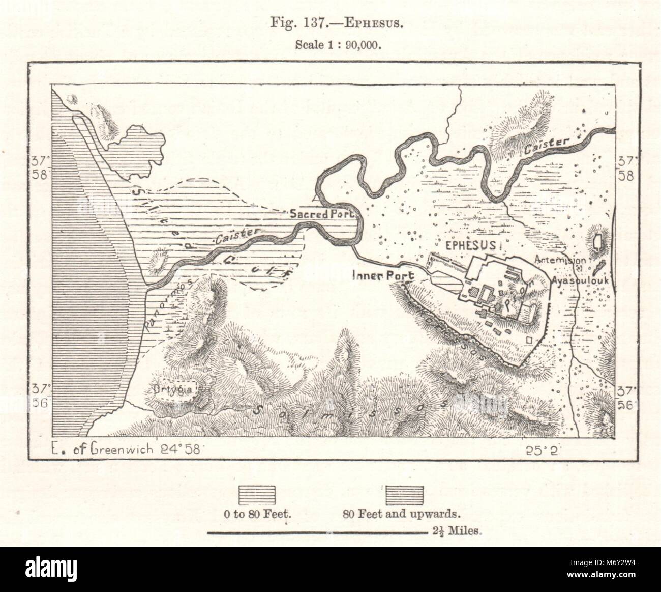 Ephesus. Efes. Turkey. Sketch map 1885 old antique vintage plan chart ...