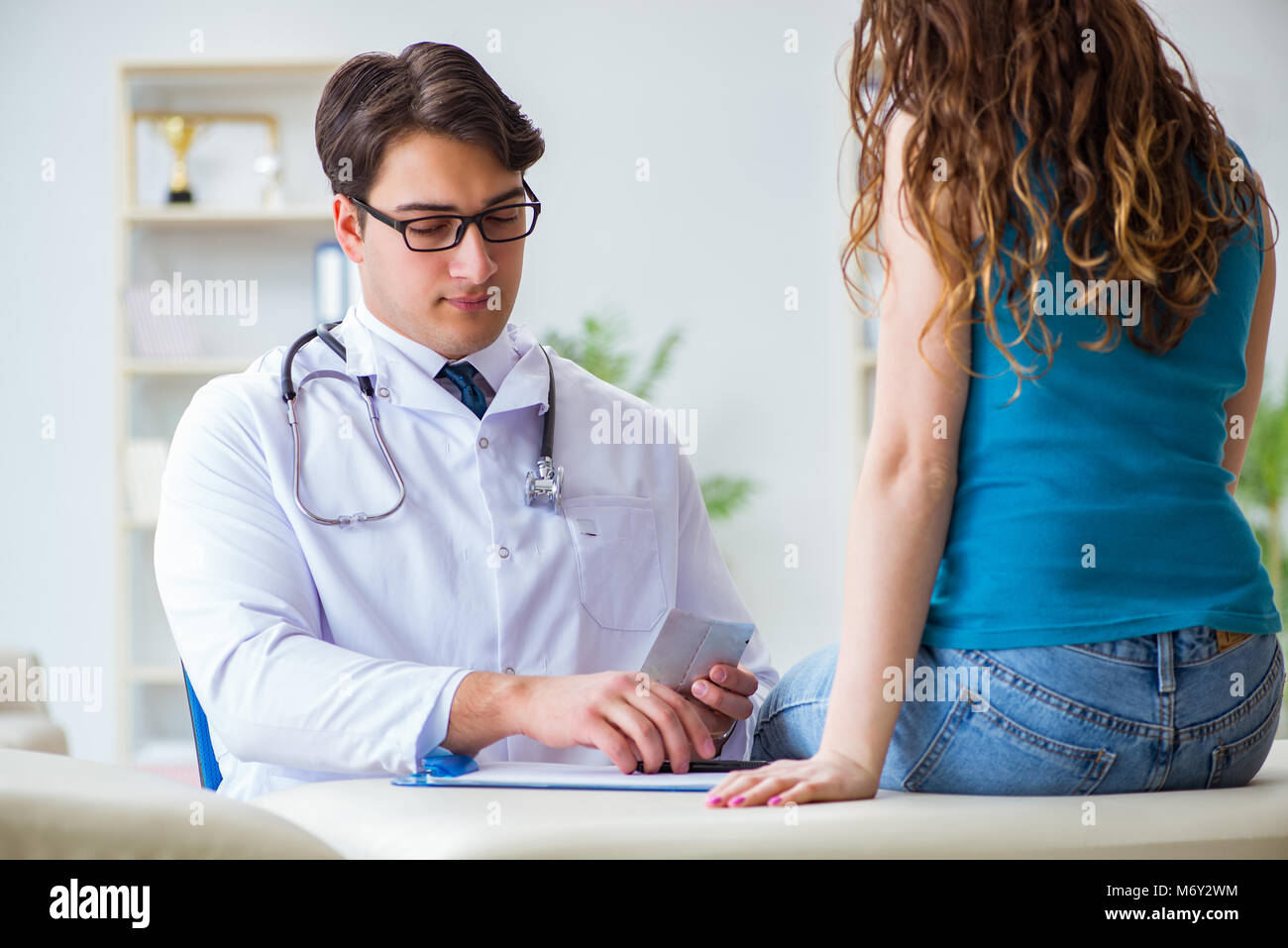 Patient visiting doctor for annual regular check-up in hospital clinic ...