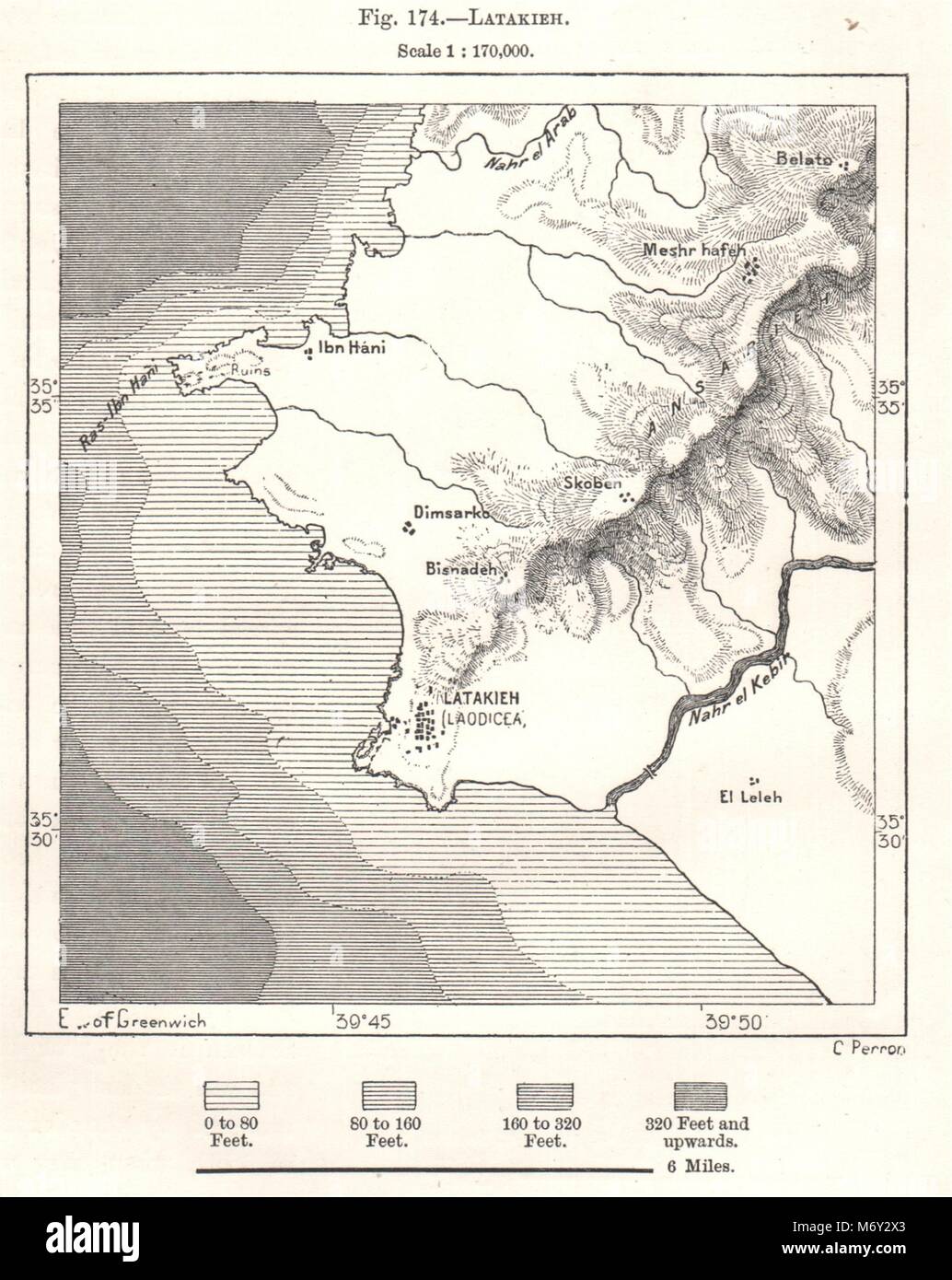Latakia & environs. Syria. Sketch map 1885 old antique vintage plan ...