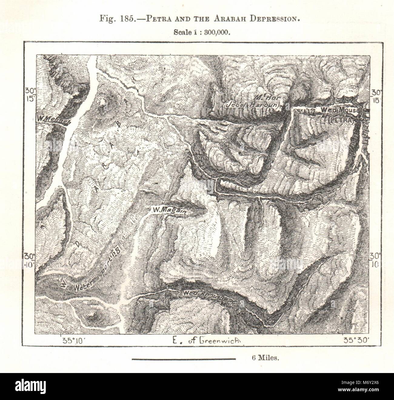 Petra and the Arabah Depression. Jordan. Sketch map 1885 old antique ...