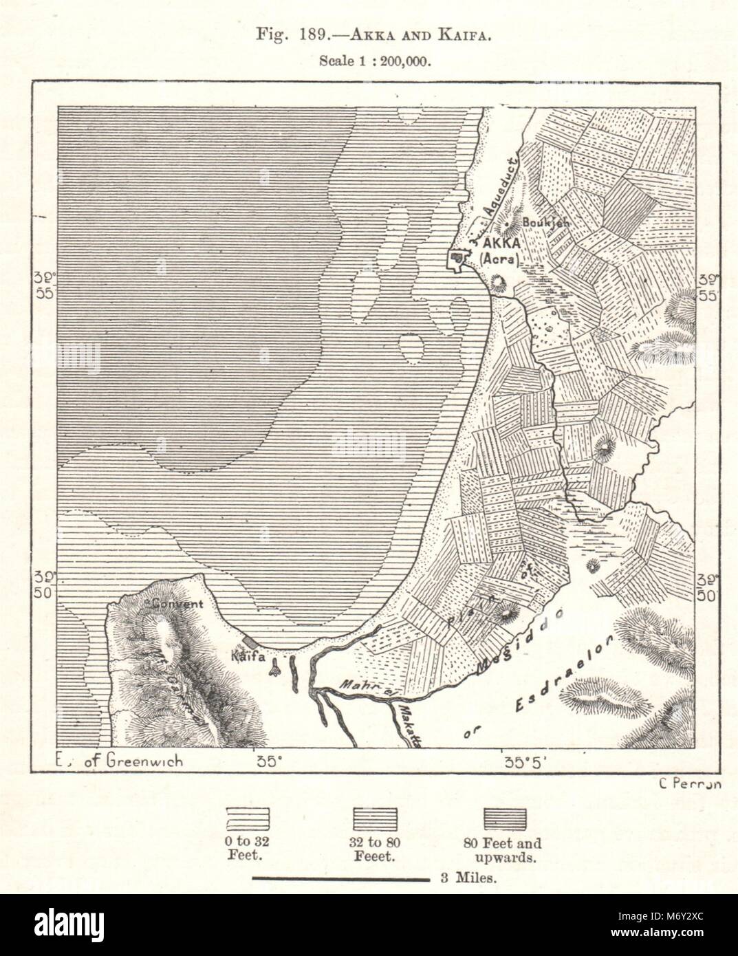 Akko Acre and Haifa. Israel. Sketch map 1885 old antique plan chart ...