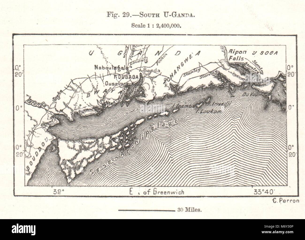 South U-Ganda. Uganda. Sketch map 1885 old antique vintage plan chart ...