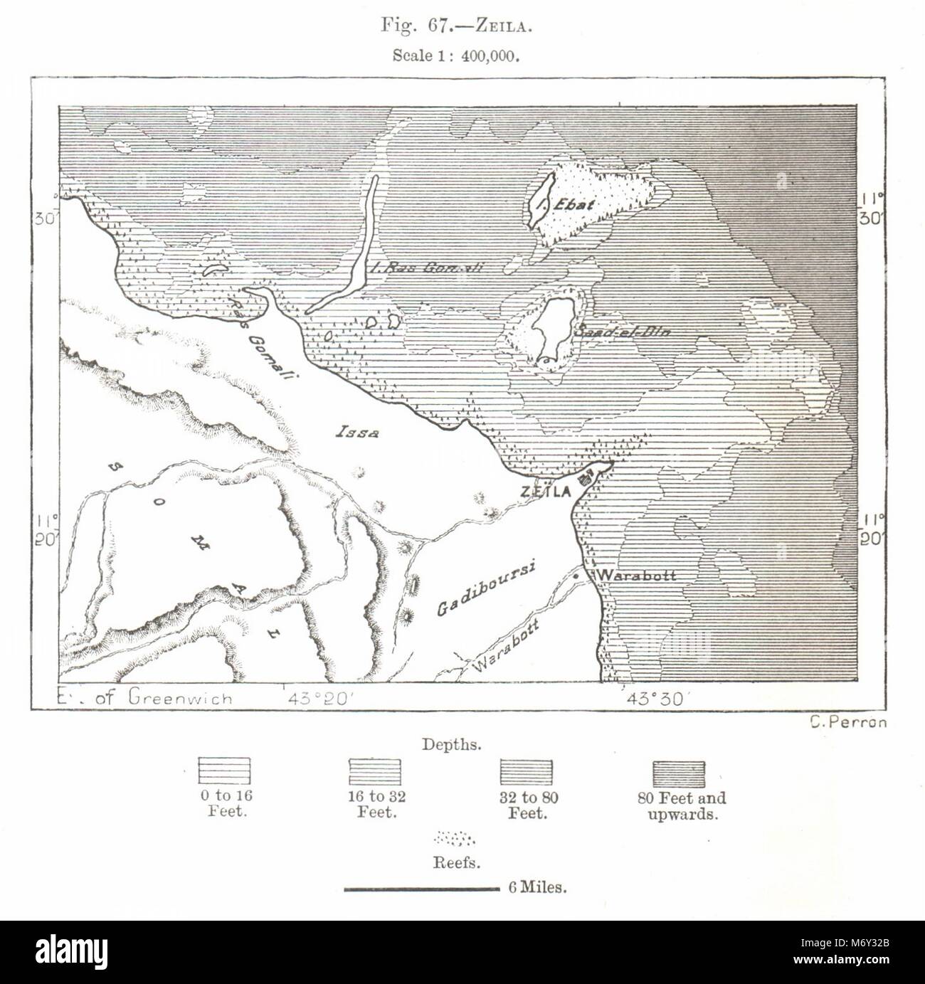 Saylac. Somalia. Sketch map 1885 old antique vintage plan chart Stock ...