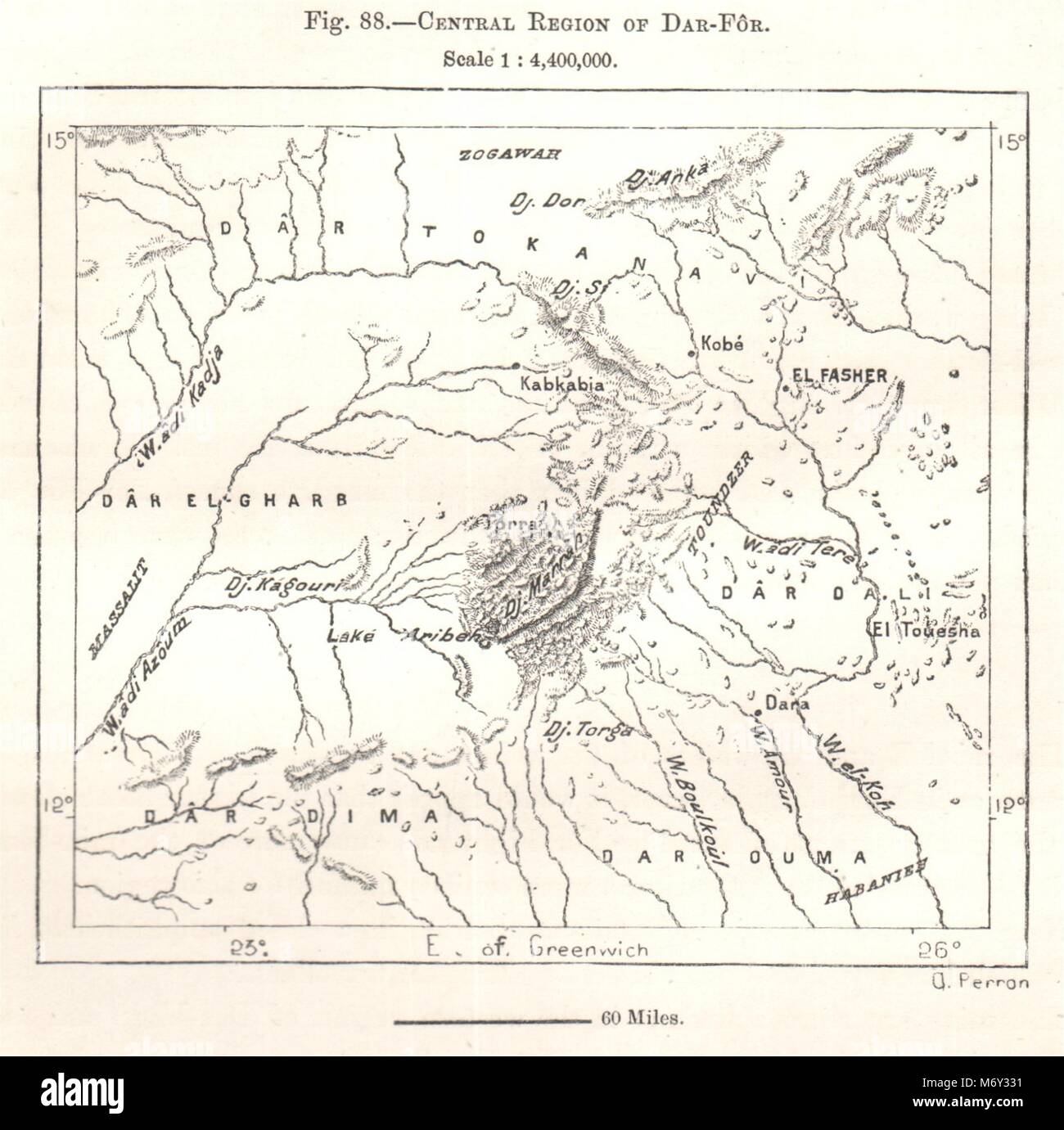 Central Region of Darfur. Sudan. Sketch map 1885 old antique plan chart ...