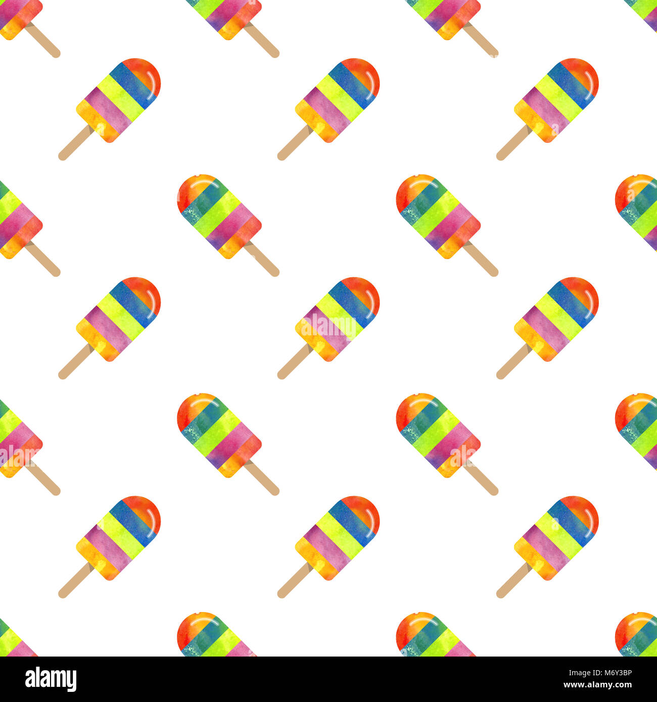 Seamless background image colorful watercolor texture popsicle pattern ...