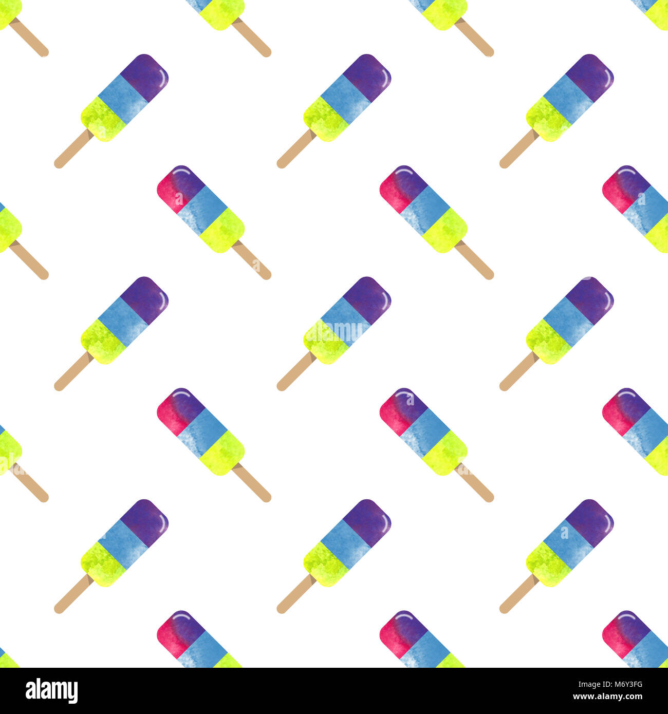 Seamless background image colorful watercolor texture popsicle pattern ...