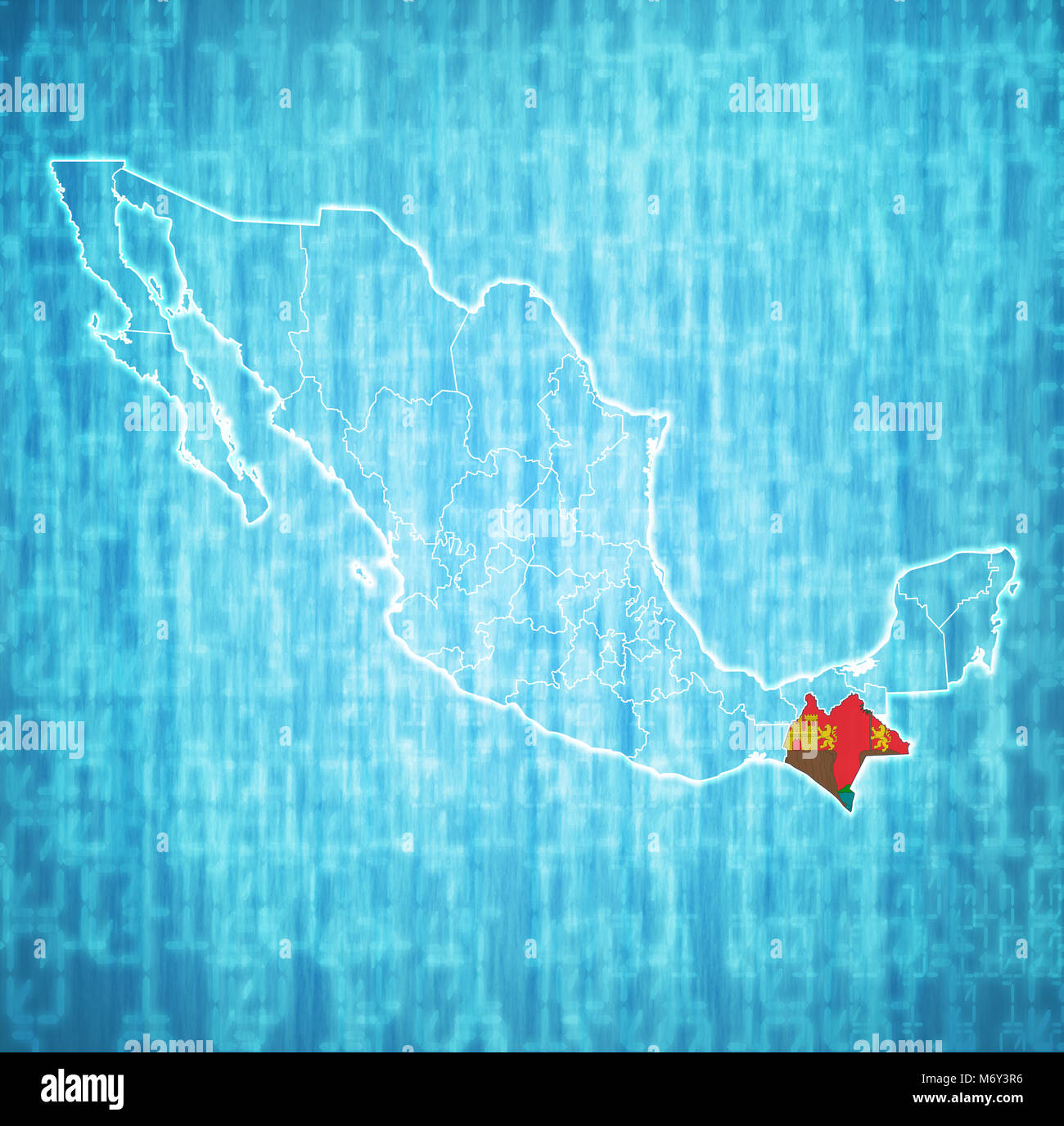 emblem of Chiapas state on map with administrative divisions and ...