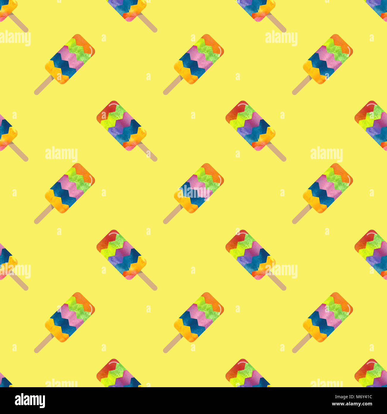 Seamless background image colorful watercolor texture popsicle pattern ...