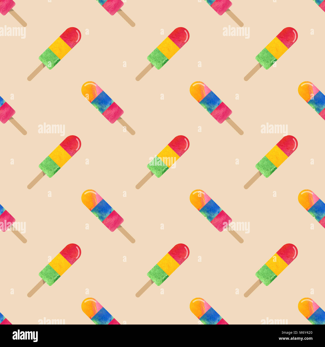 Seamless background image colorful watercolor texture popsicle pattern ...